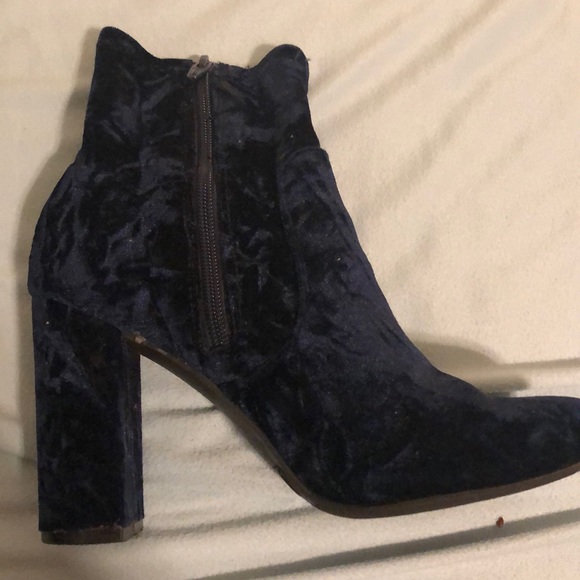 Shoes | Royal Blue Chunky Heel Boots | Poshmark